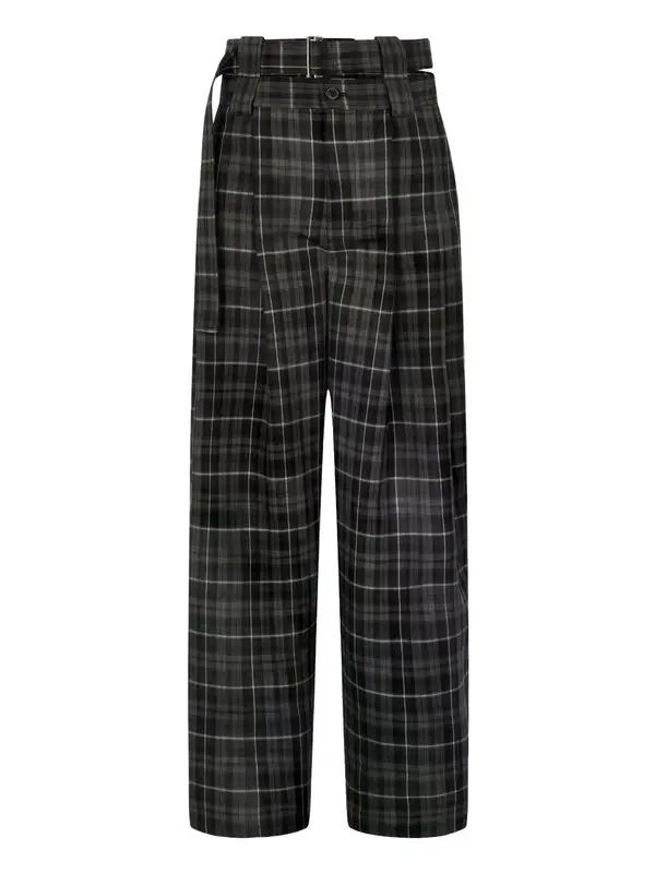 STUDIO TOMBOY Tartan-check Belted Trousers - Black