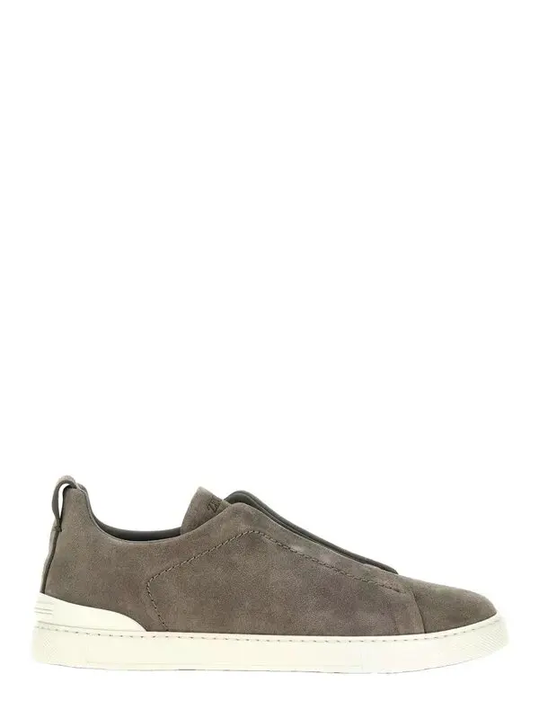 Zegna Triple Stitch Suede Sneakers - Grey
