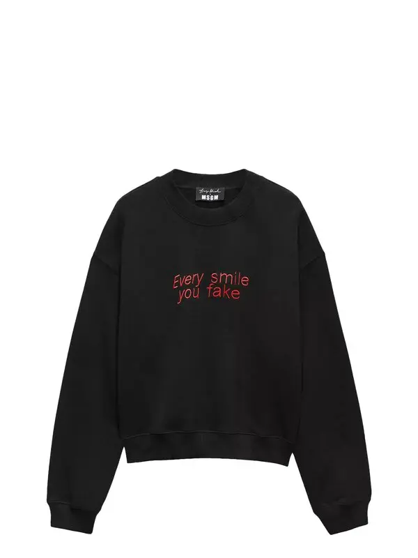 MSGM Slogan-embroidered Sweatshirt - Black