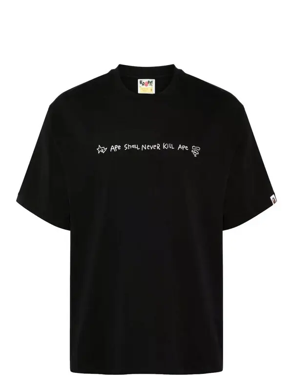 A BATHING APE Hand Drawn Logo T-shirt - Black