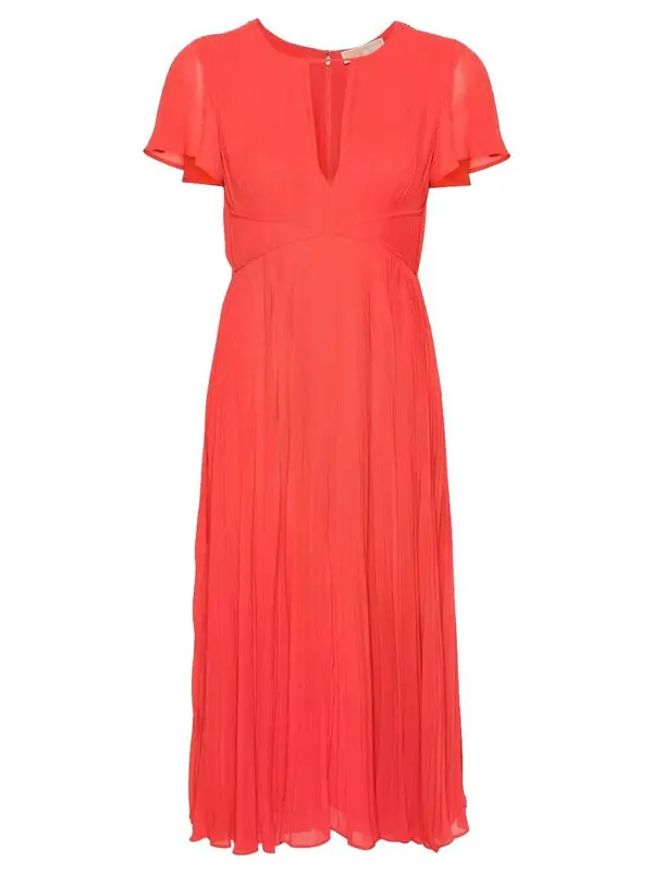 Michael Kors Pleated Midi Dress - Red