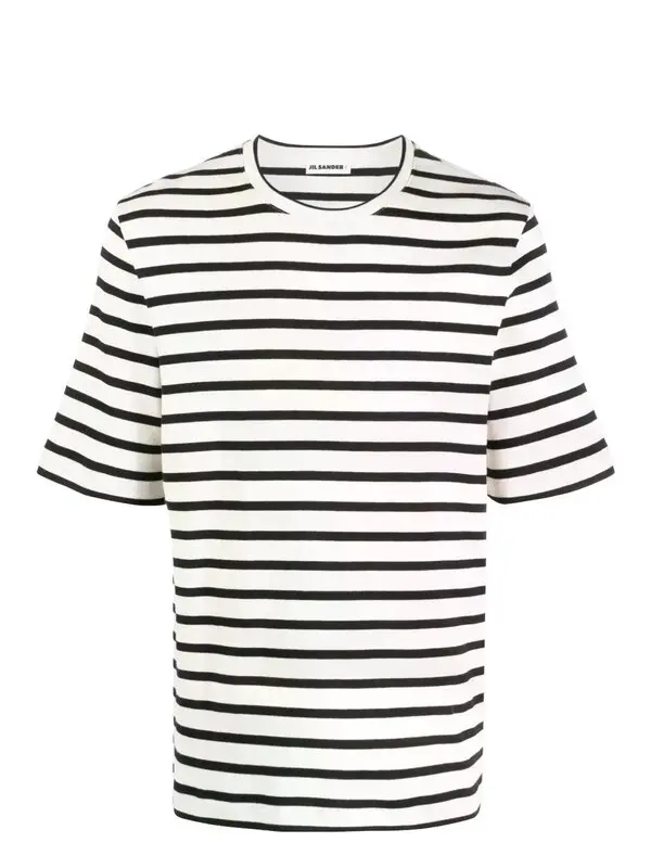 JIL SANDER Stripe-print Short-sleeved T-shirt - Neutrals
