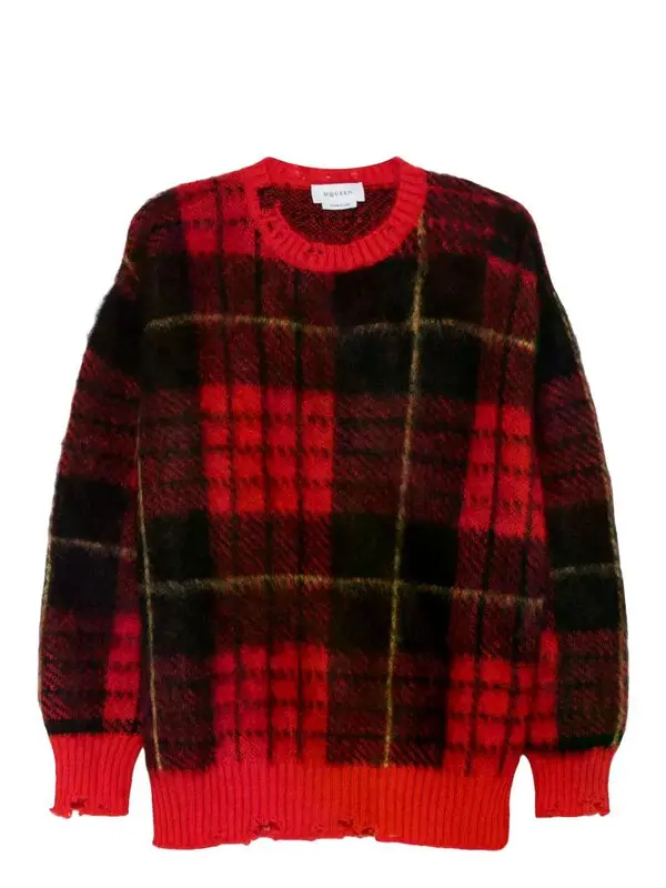 Alexander McQueen Tartan-check Mohair-blend Sweater - Red