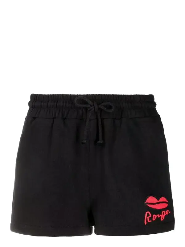 Sonia Rykiel Paris Rouge-print Track Shorts - Black