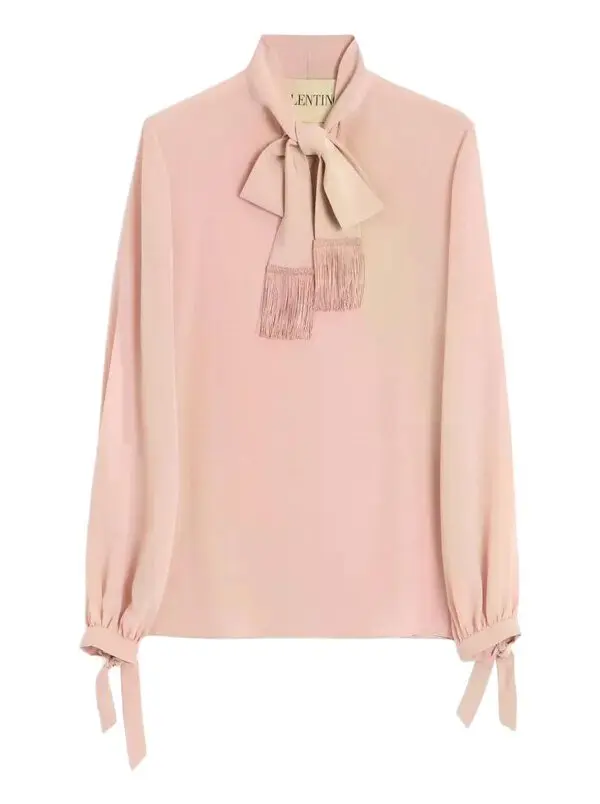 Valentino Garavani Crepe De Chine Shirt With Scarf Detail - Pink