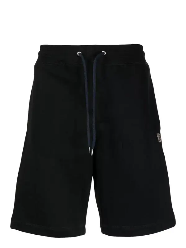 Paul Smith Zebra-patch Organic-cotton Track Shorts - Black
