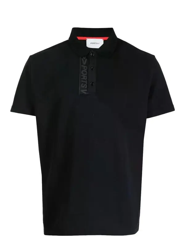 PORTS V Logo-tape Polo Shirt - Black