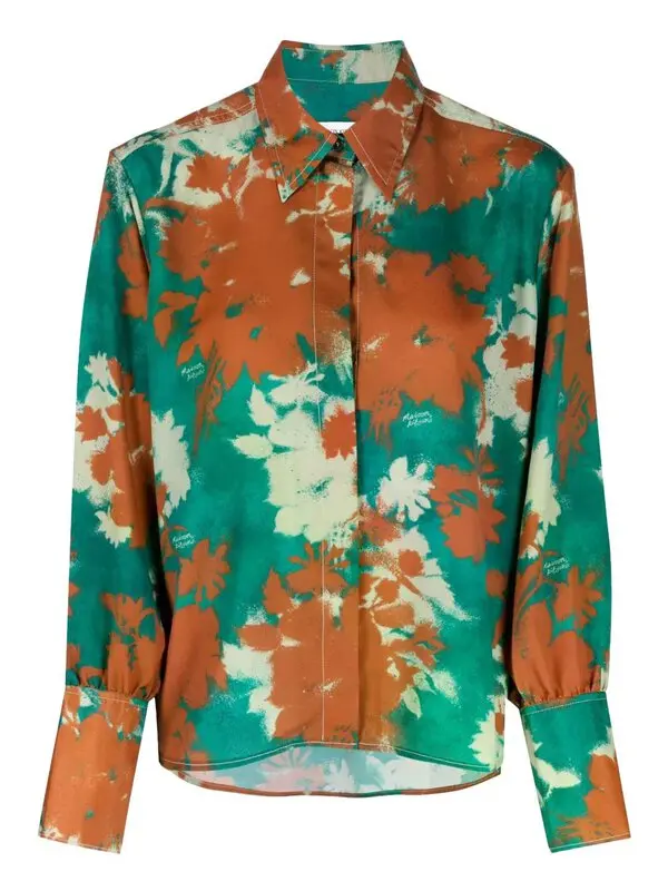 Maison Kitsuné Floral-print Spread-collar Shirt - Multicolour