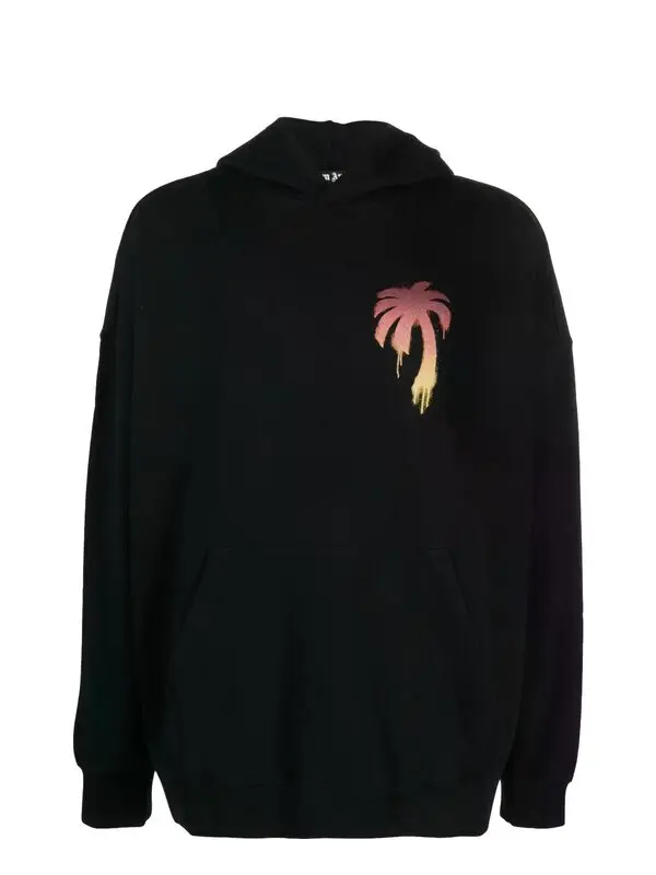 Palm Angels I Love Pa-print Cotton Hoodie - Black