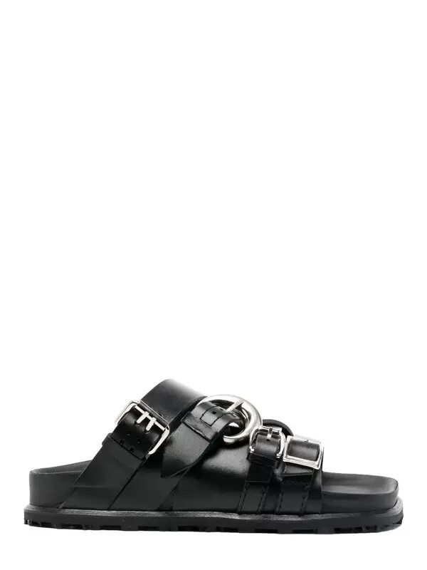 MARINE SERRE Buckled Calf Leather Sandals - Black