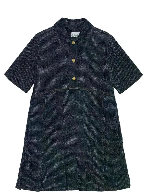 GANNI Short-sleeve Denim Mini Dress - Black