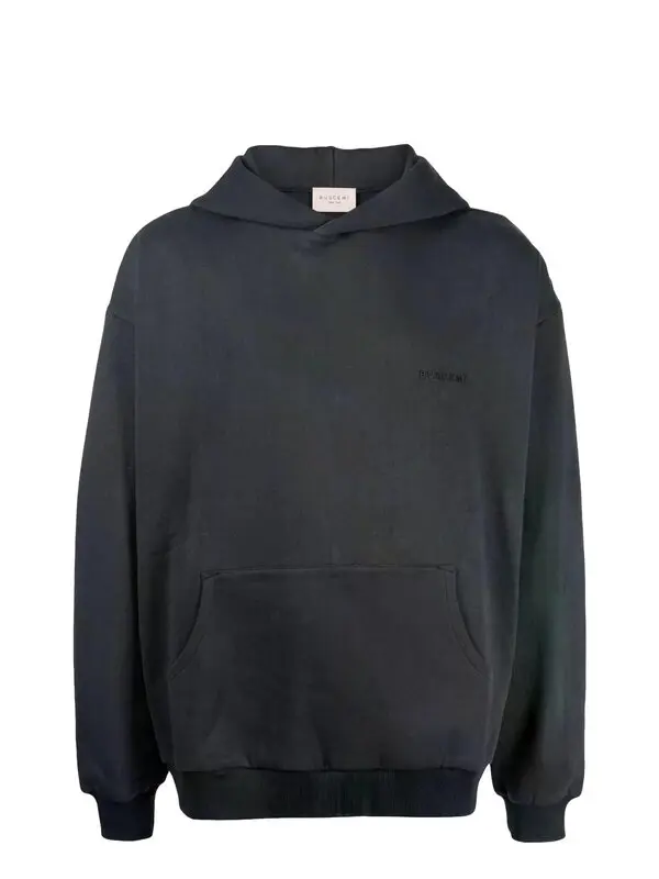 Buscemi Logo-plaque Cotton Hoodie - Grey