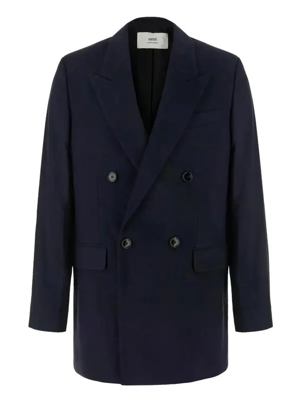 AMI Paris Double-breasted Virgin-wool Blazer - Blue