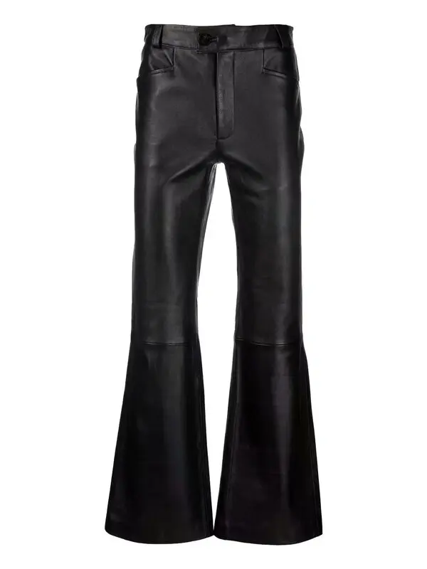 ERNEST W. BAKER Leather Flare-leg Trousers - Black