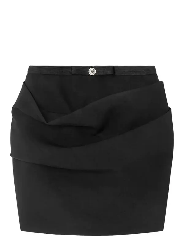 Versace Gabardine Draped Skirt - Black