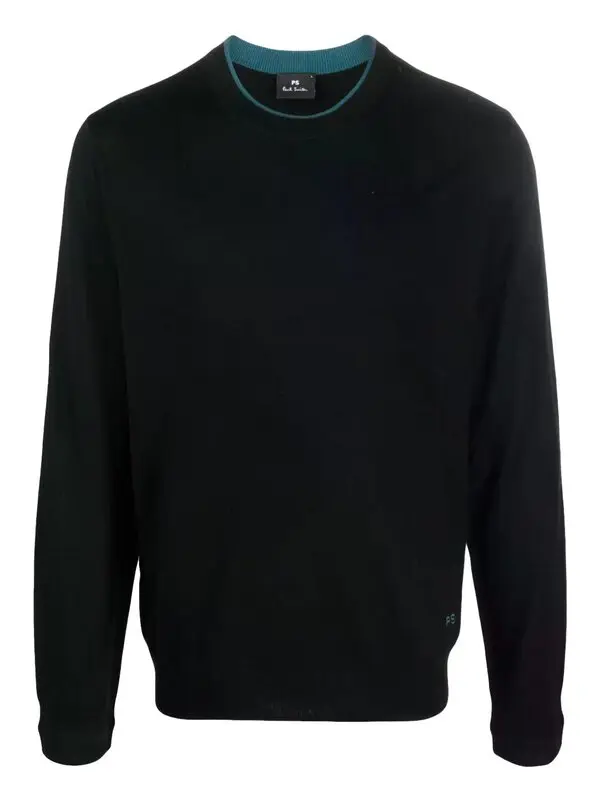 Paul Smith Logo-embroidered Merino Wool Jumper - Black