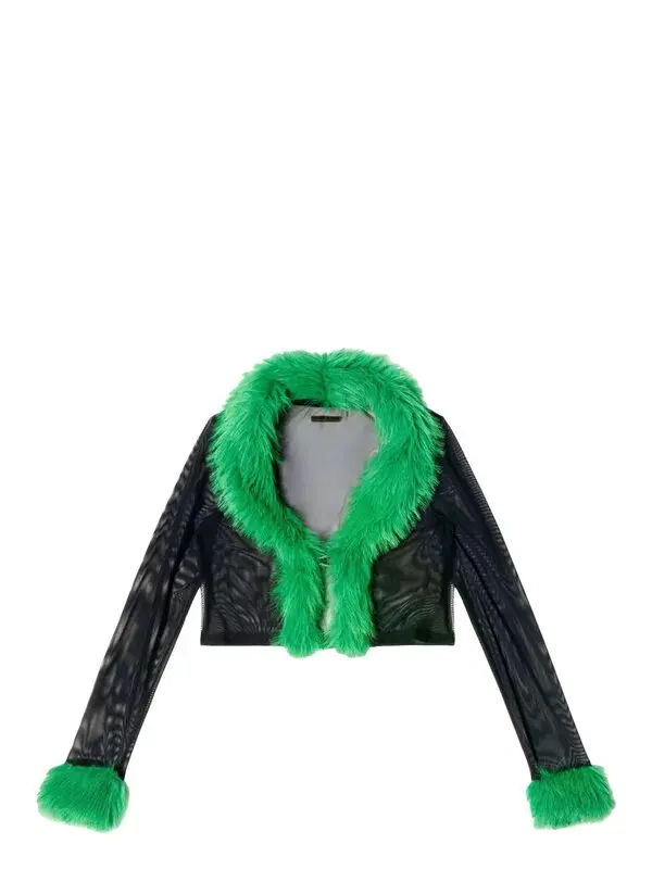 Heron Preston Faux-fur Mesh Cardigan - Black