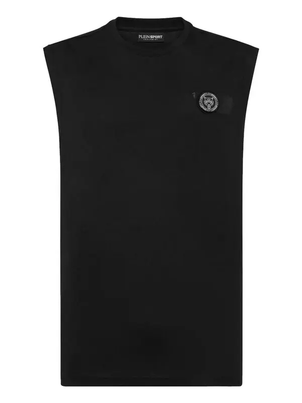 PLEIN SPORT Round-neck Sleeveless T-shirt - Black