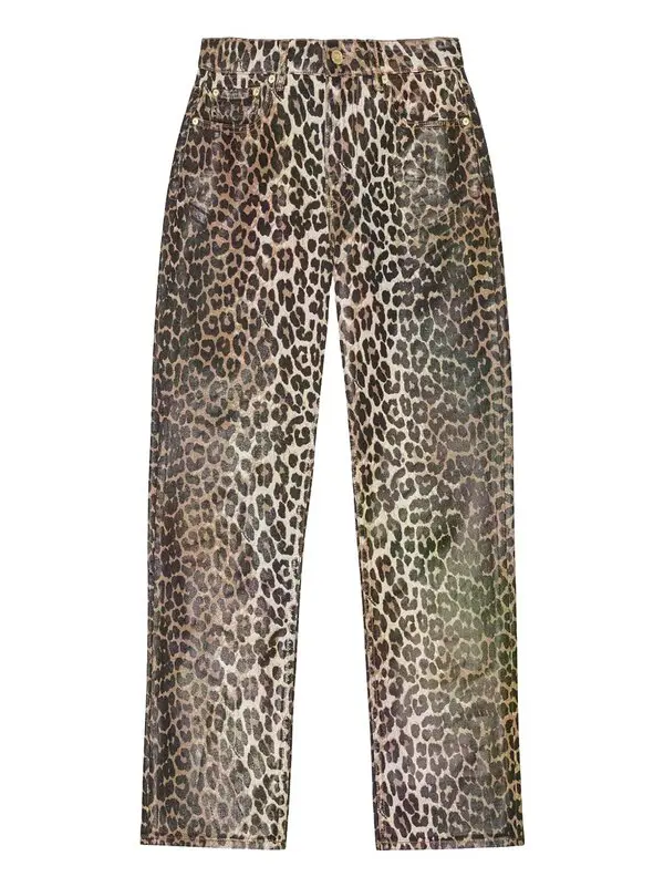 GANNI Leopard-print Trousers - Brown