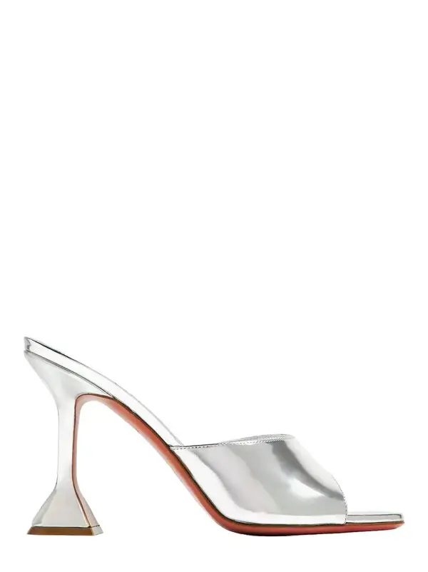 Amina Muaddi 95mm Lupita Leather Sandals - Silver
