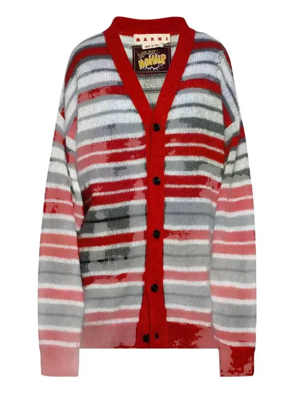Marni Striped V-neck Cardigan - Neutrals