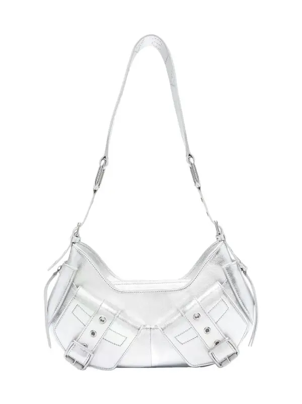 BIASIA Leather Shoulder Bag - Silver