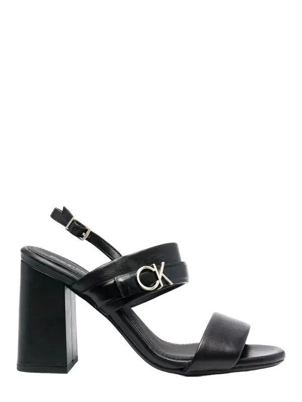 Calvin Klein 100mm Logo-plaque Leather Sandals - Black