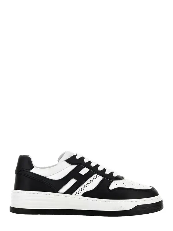 Hogan Panelled Leather Sneakers - Black