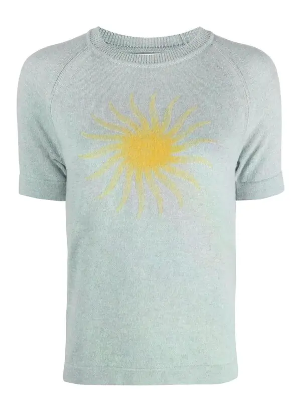 BARRIE Sun-motif Cashmere Top - Blue