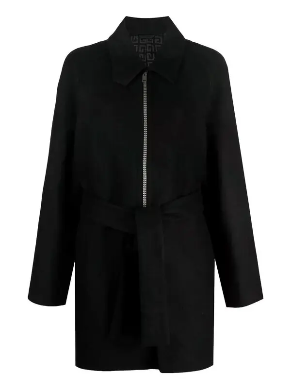 Givenchy 4g-zip Belted Coat - Black