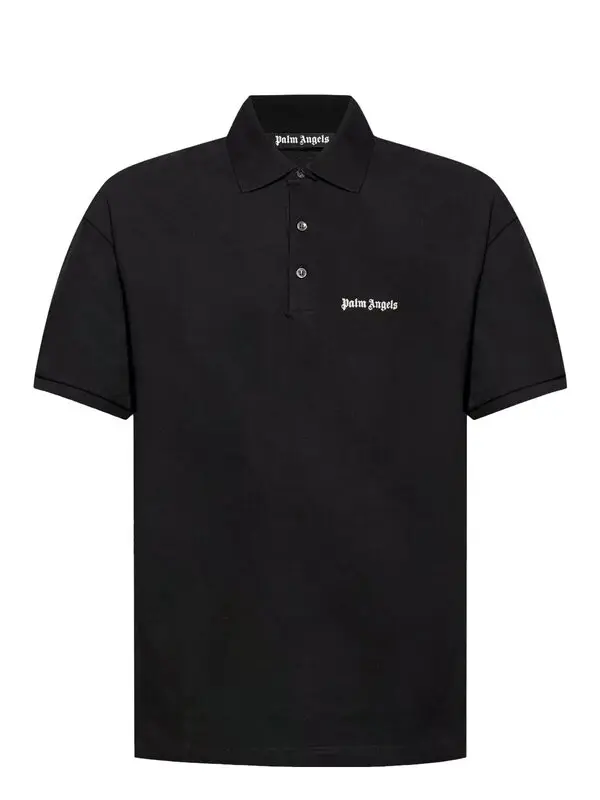 Palm Angels Logo-embroidered Polo Shirt - Black