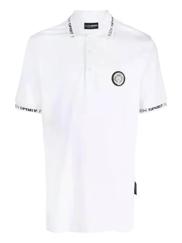 PLEIN SPORT Logo-patch Short-sleeved Polo Shirt - White