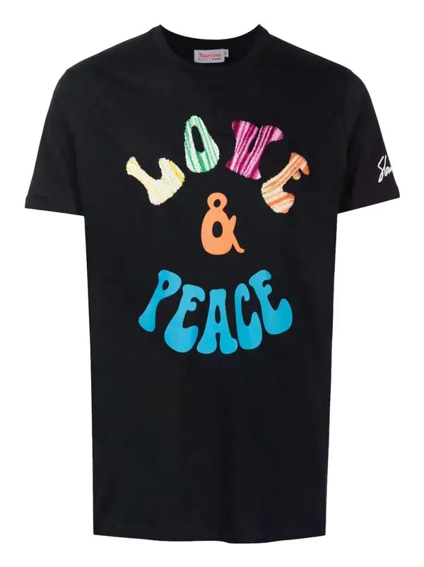 AMIR SLAMA Graphic-print Embroidered T-shirt - Black