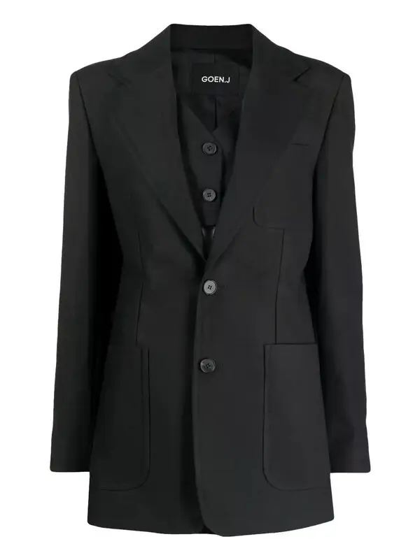 Goen.j Notched-lapels Single-breasted Blazer - Black
