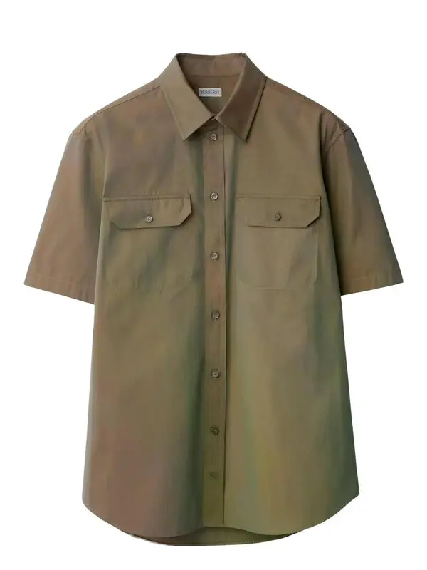 Burberry Flap-pocket Cotton Shirt - Brown