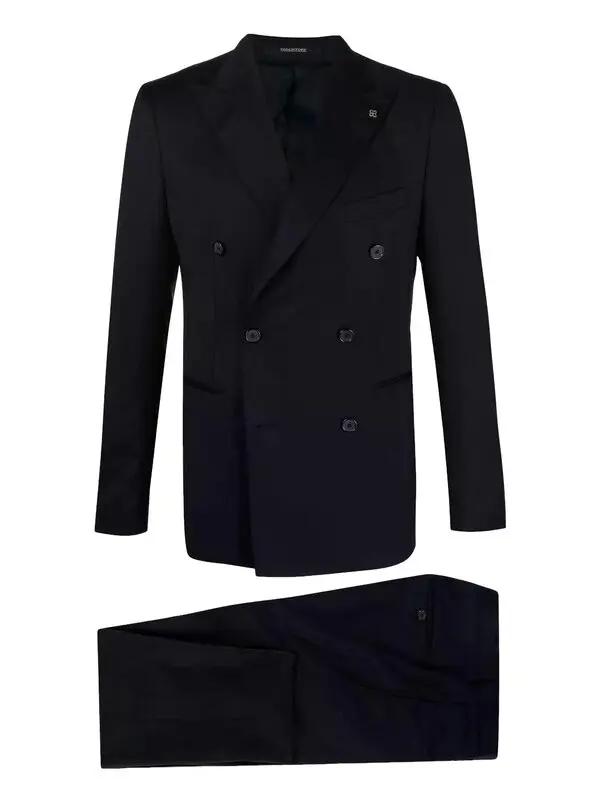 Tagliatore Fitted Double-breasted Suit - Blue