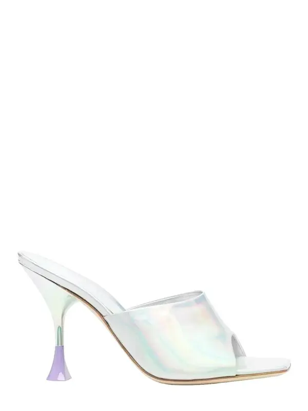 3JUIN Leather Heeled Sandals - Silver