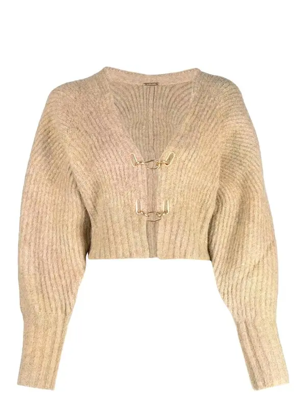 Cult Gaia Casella Ribbed-knit Cropped Cardigan - Neutrals
