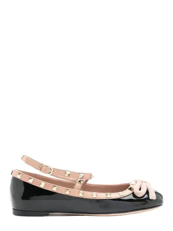 Valentino Garavani Rockstud Patent Leather Ballerinas - Black