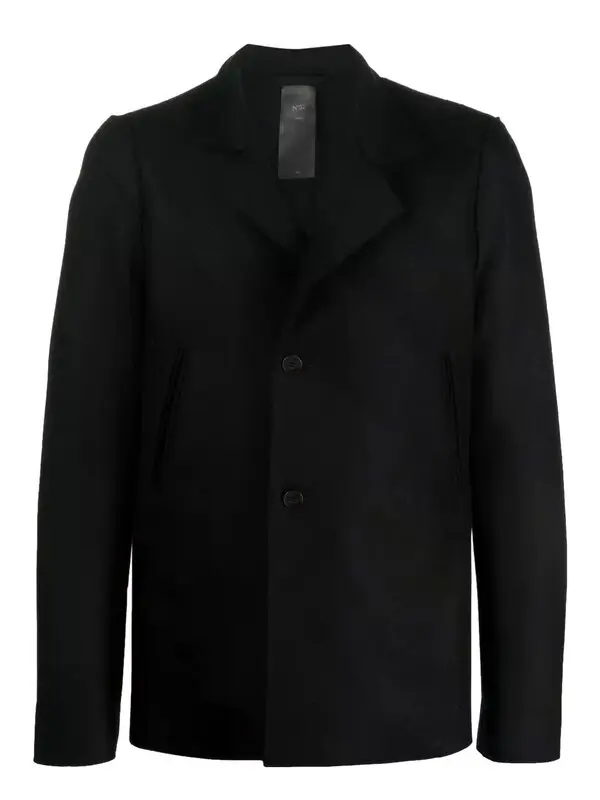 SAPIO Double-breasted Cotton-wool Blazer - Black