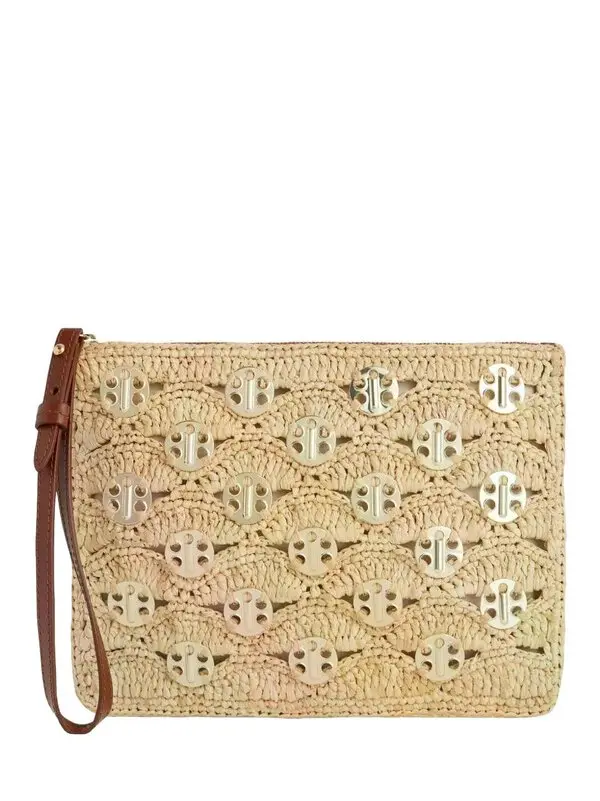Rabanne Lurex-detail Clutch Bag - Neutrals