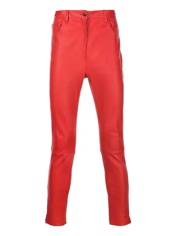 ROMEO HUNTE Slim-fit Leather Trousers - Red