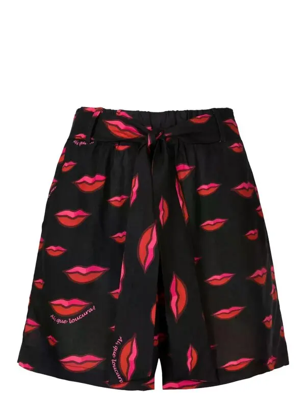 AMIR SLAMA Lip-print Shorts - Black
