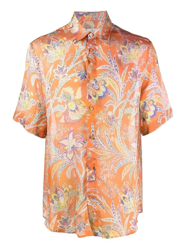 Etro Paisley-print Silk Shirt - Orange