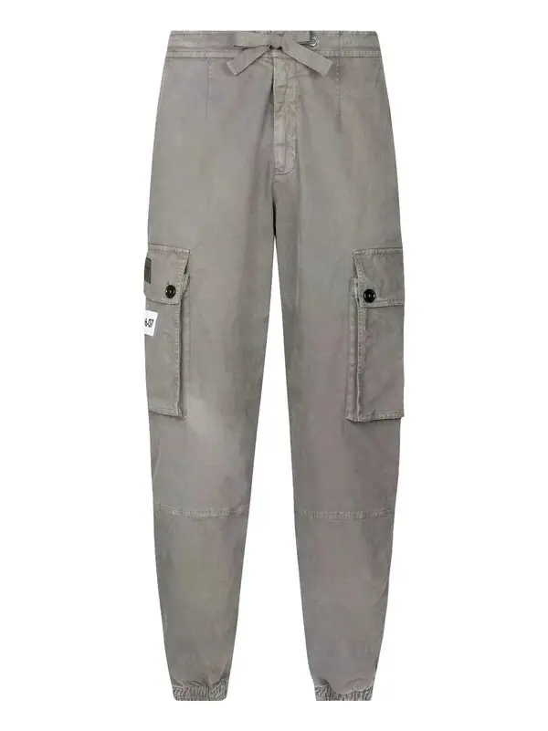 Dolce & Gabbana Cotton Cargo Trousers With Logo Patch - Grey