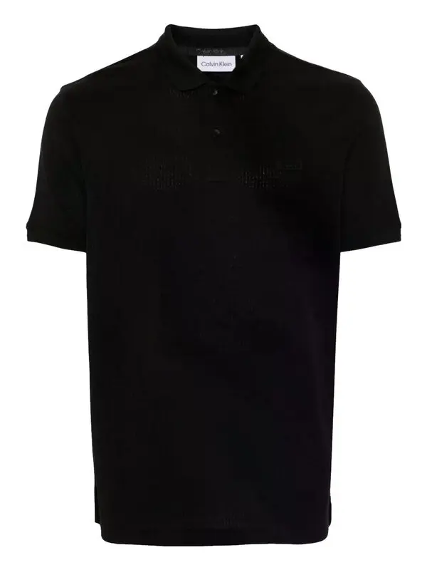 Calvin Klein Logo-patch Cotton Polo Shirt - Black