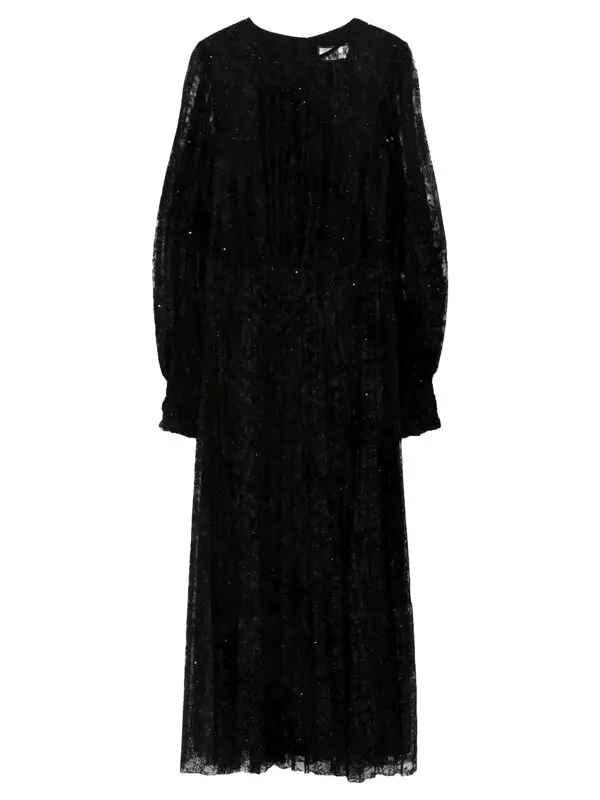 NISSA Floral-lace Midi Dress - Black