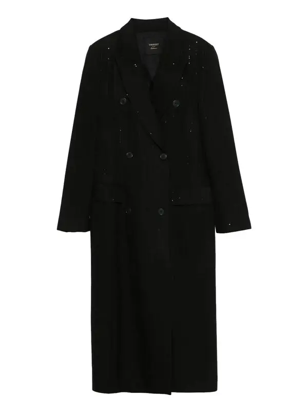 TWINSET Sequined Double-breasted Coat - Black