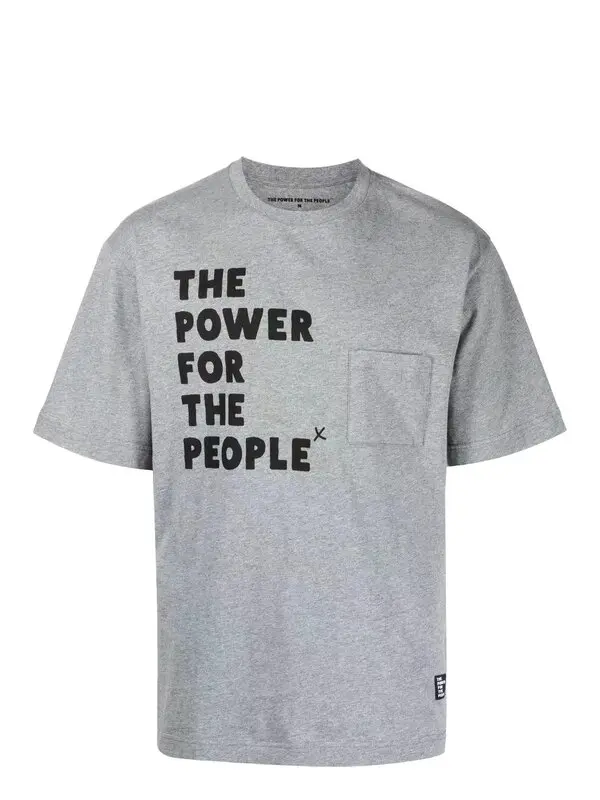 THE POWER FOR THE PEOPLE Logo Print Short-sleeve T-shirt - Grey