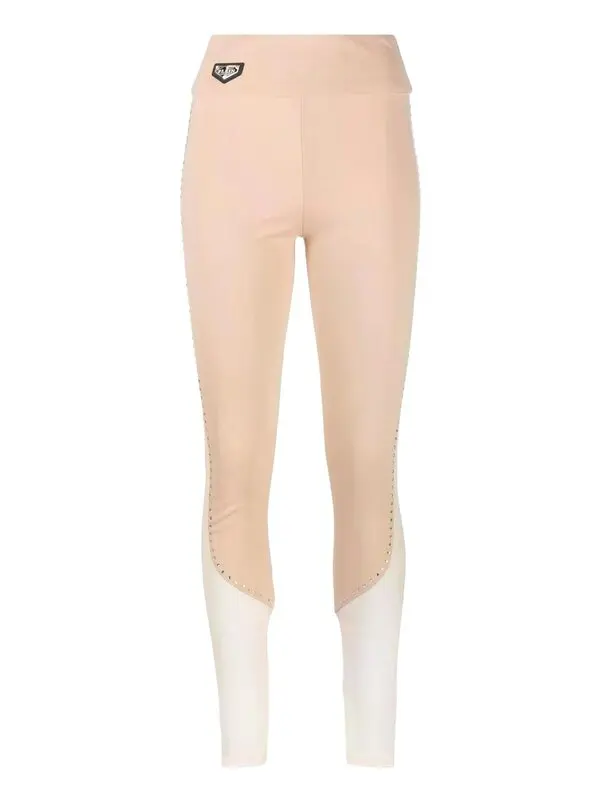 Philipp Plein Stud-detail Sheer-paneling Leggings - Neutrals